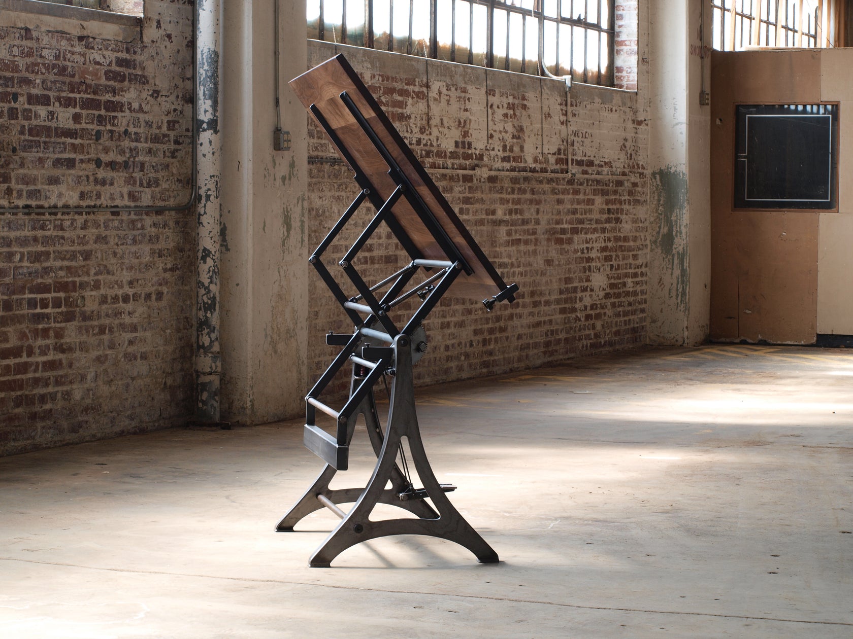 Walnut Drafting table Lift and Tilt Desk made in the USA – Campos Iron ...