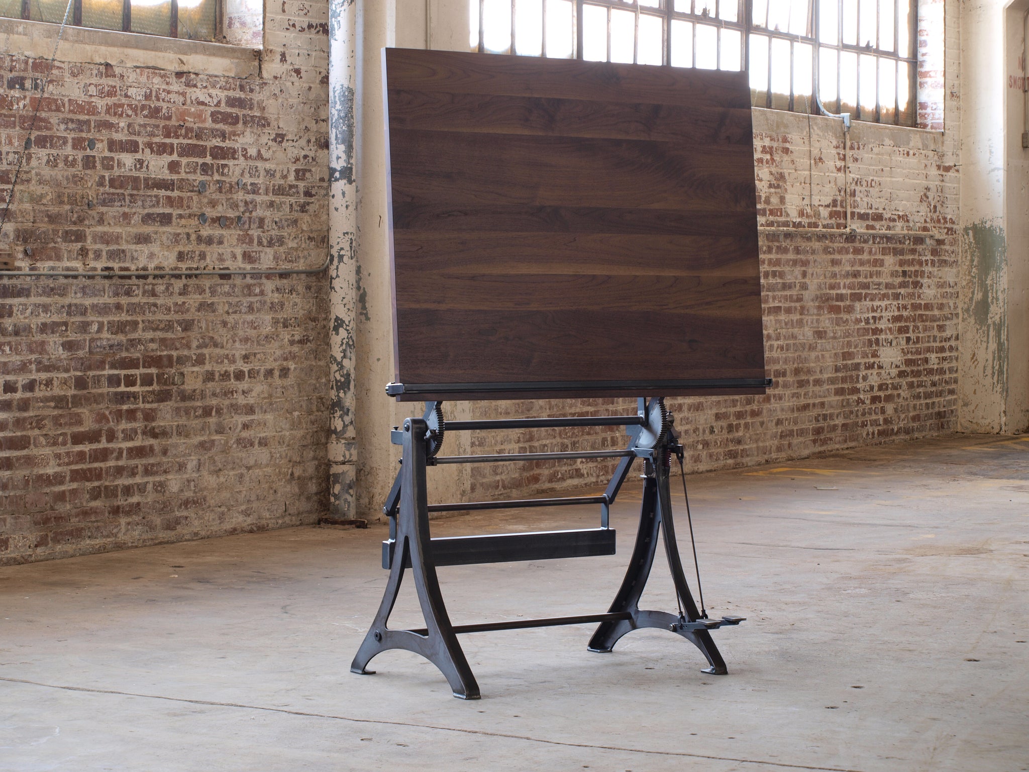 Walnut Drafting table Lift and Tilt Desk made in the USA – Campos Iron ...