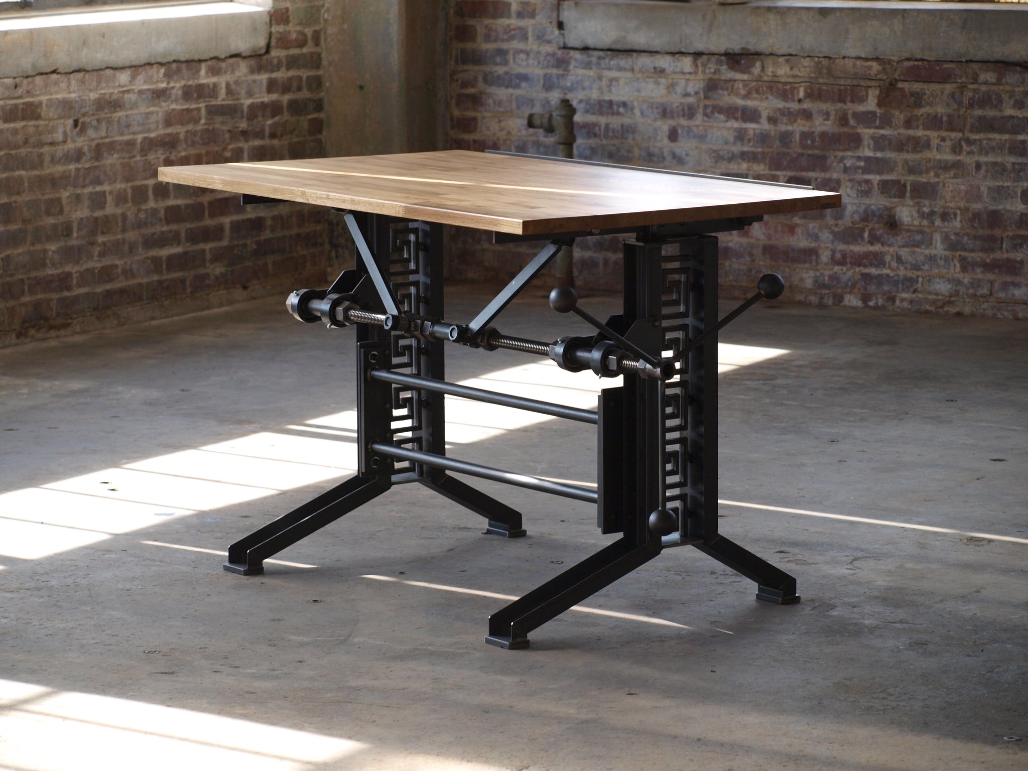 French Industrial Drafting table with Oak top Crafted in the USA – Campos Iron Works